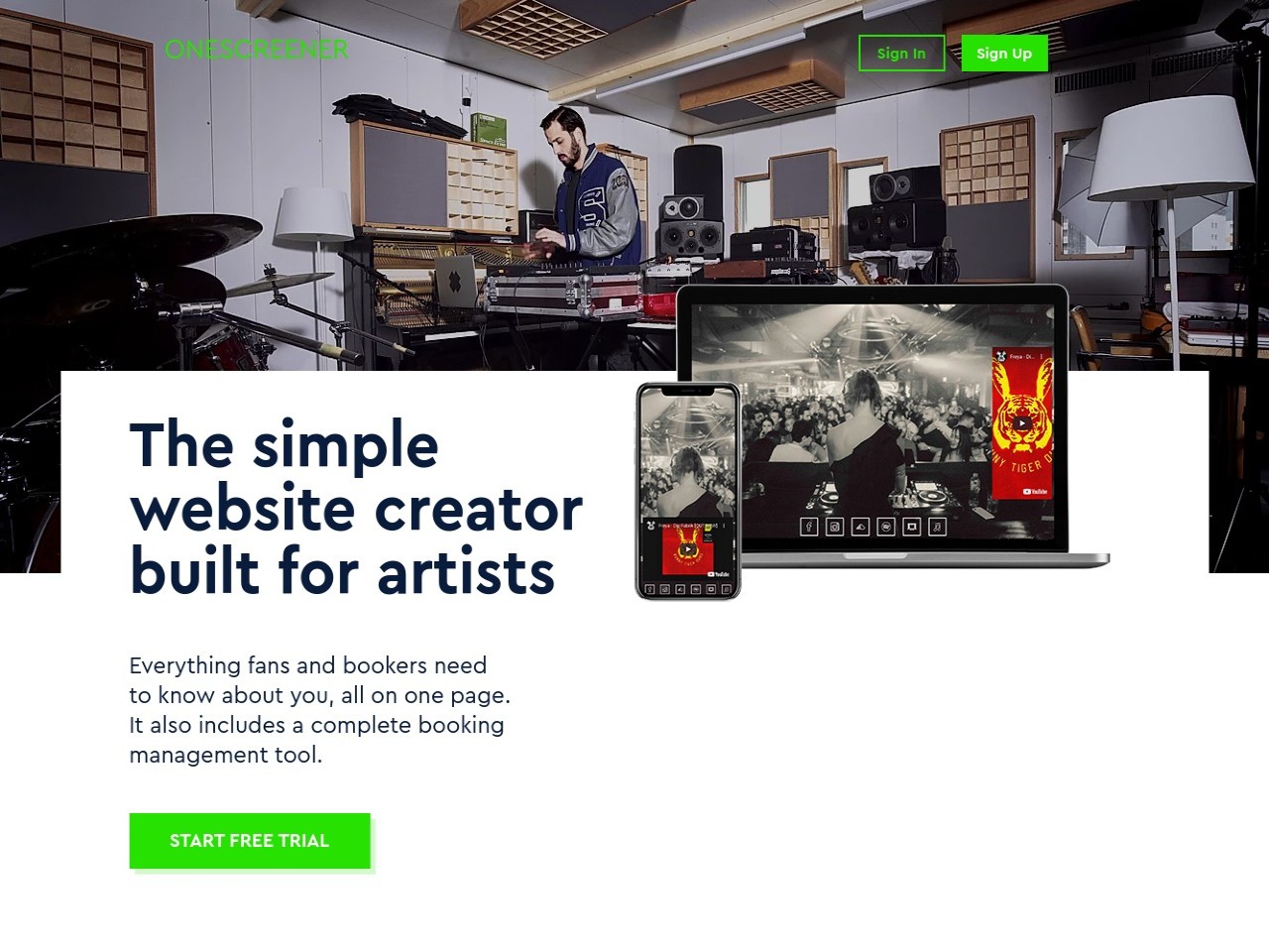 OneScreener: Website Creator for Bands & DJs | Buzzsonic