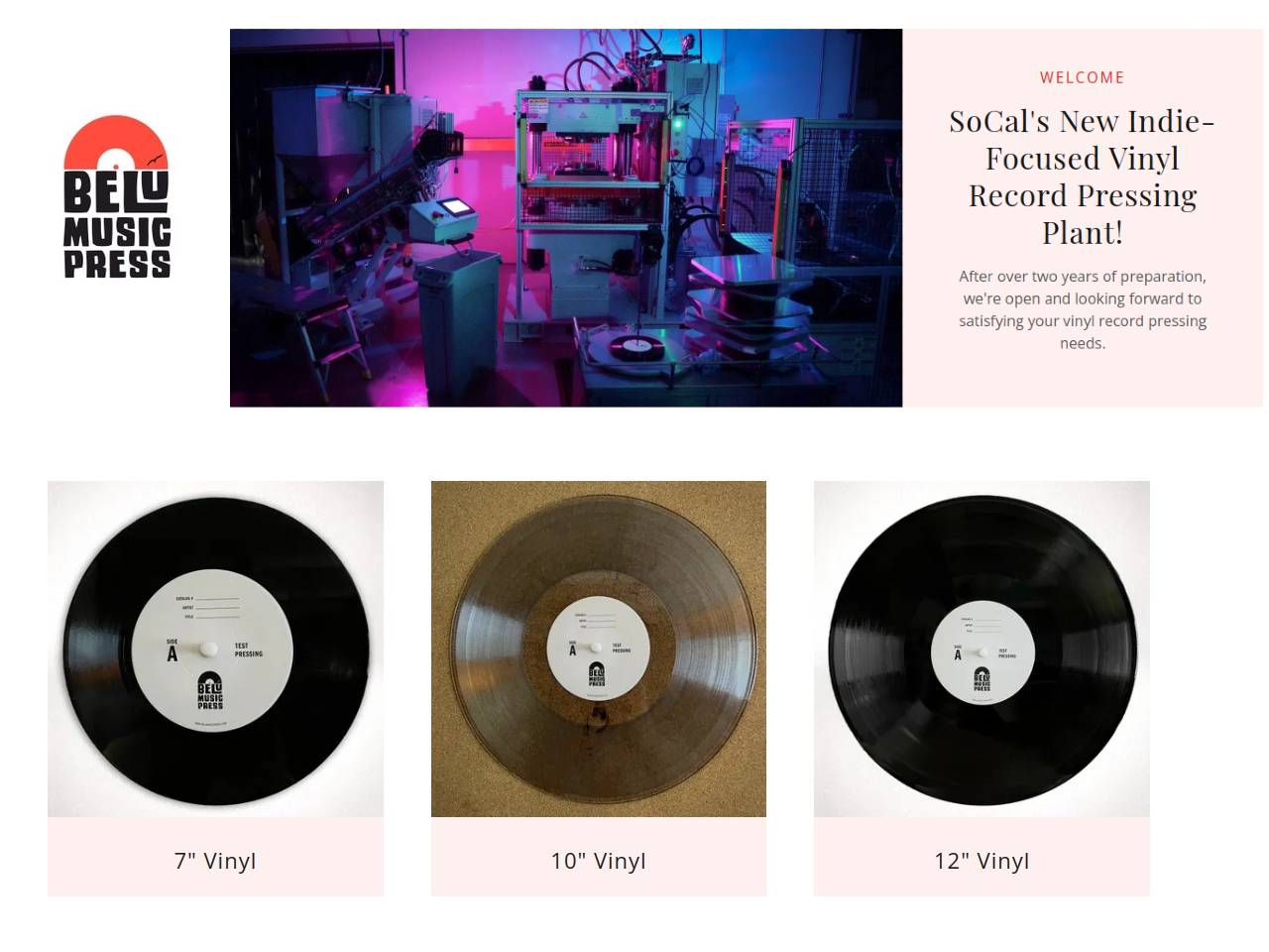 Belu Music Press - Los Angeles Vinyl Pressing Plant — Buzzsonic