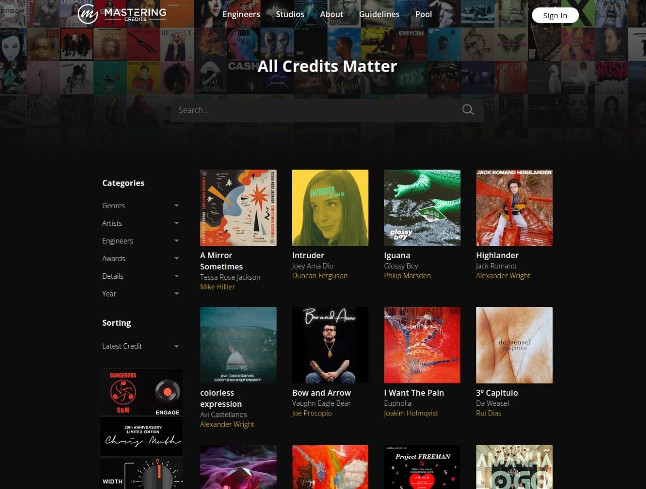 Mastering Credits - Music Mastering Engineers Database — Buzzsonic